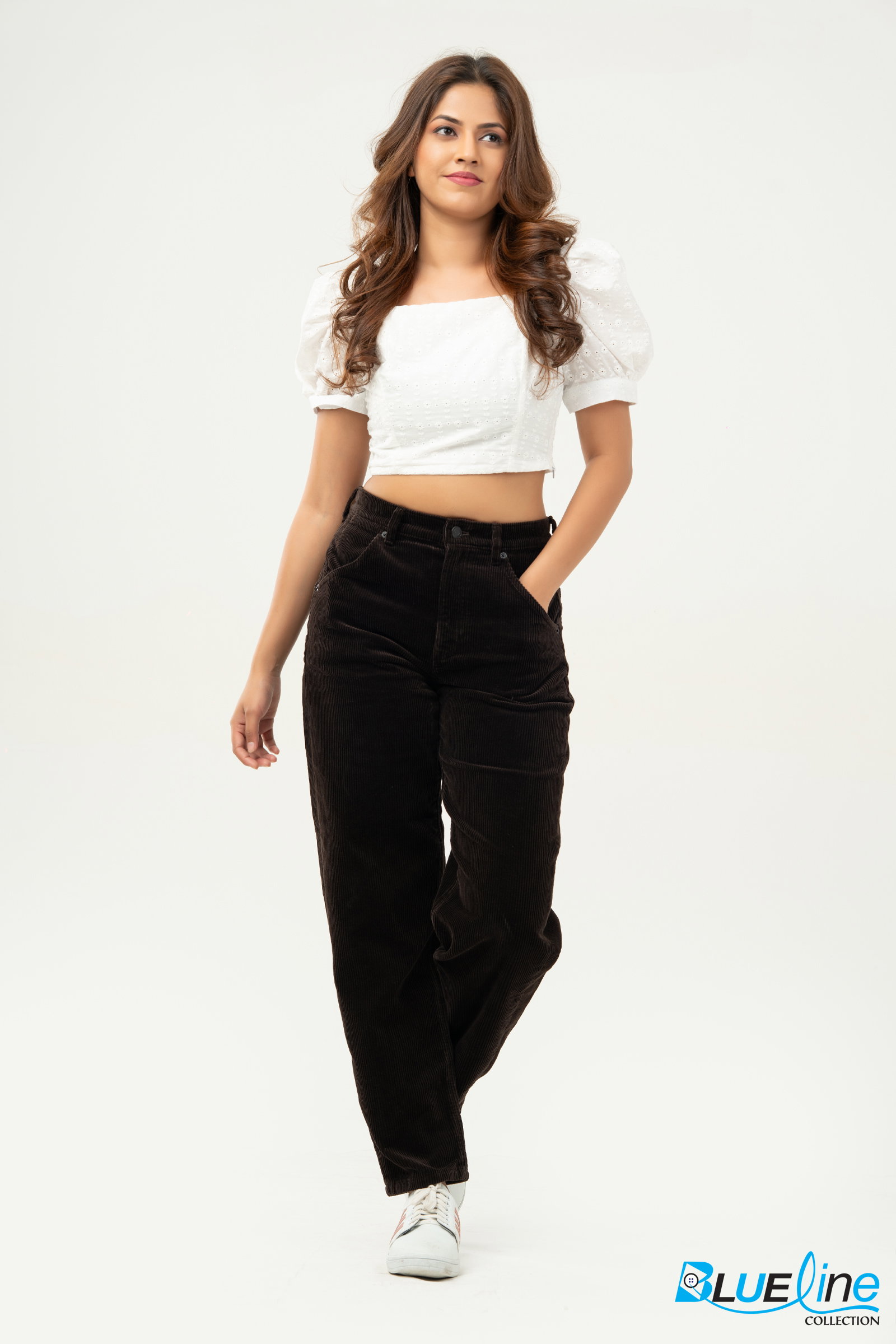 HIGH RISE BOW CORDUROY PANT | Blue Line Collection