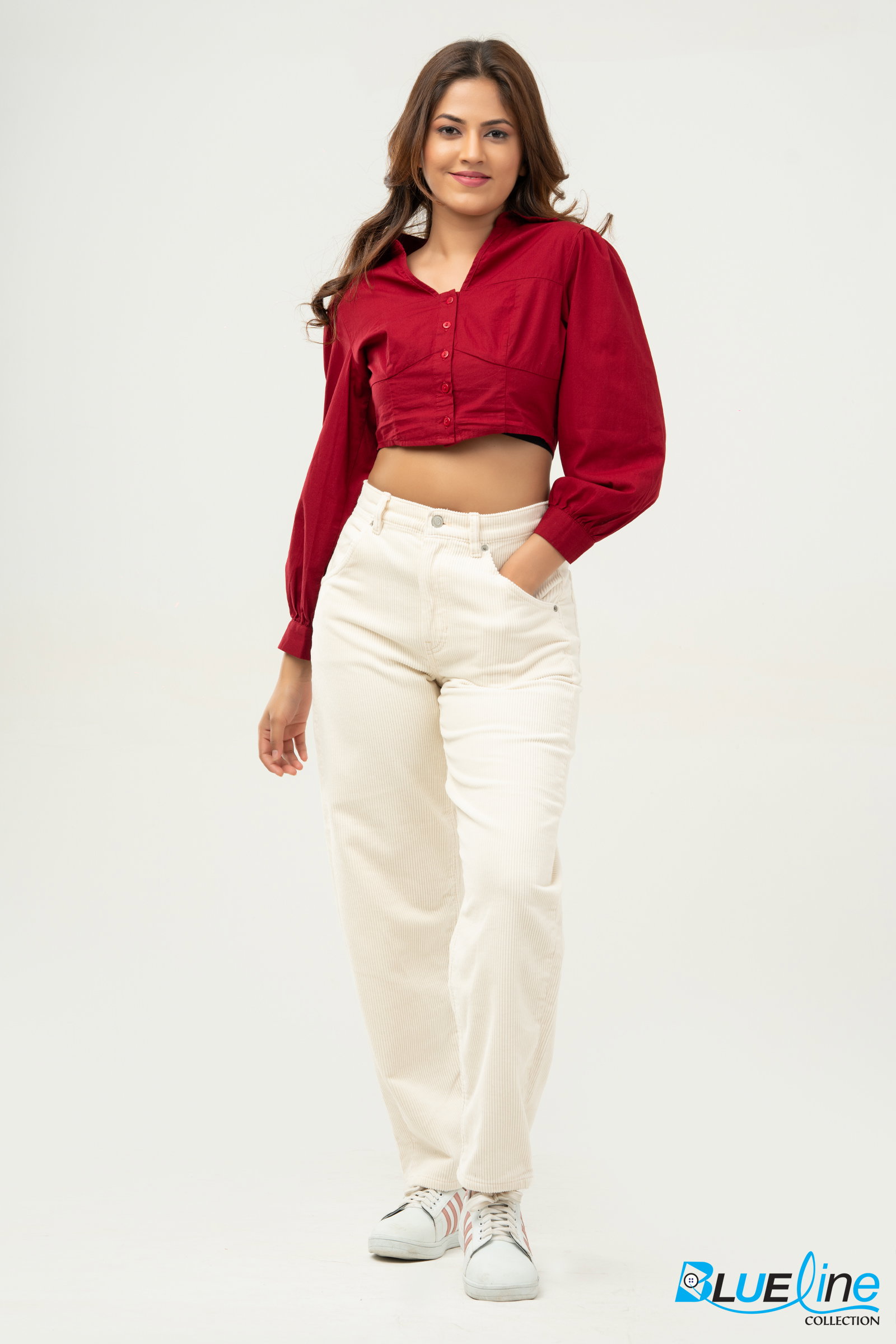HIGH RISE BOW CORDUROY PANT | Blue Line Collection