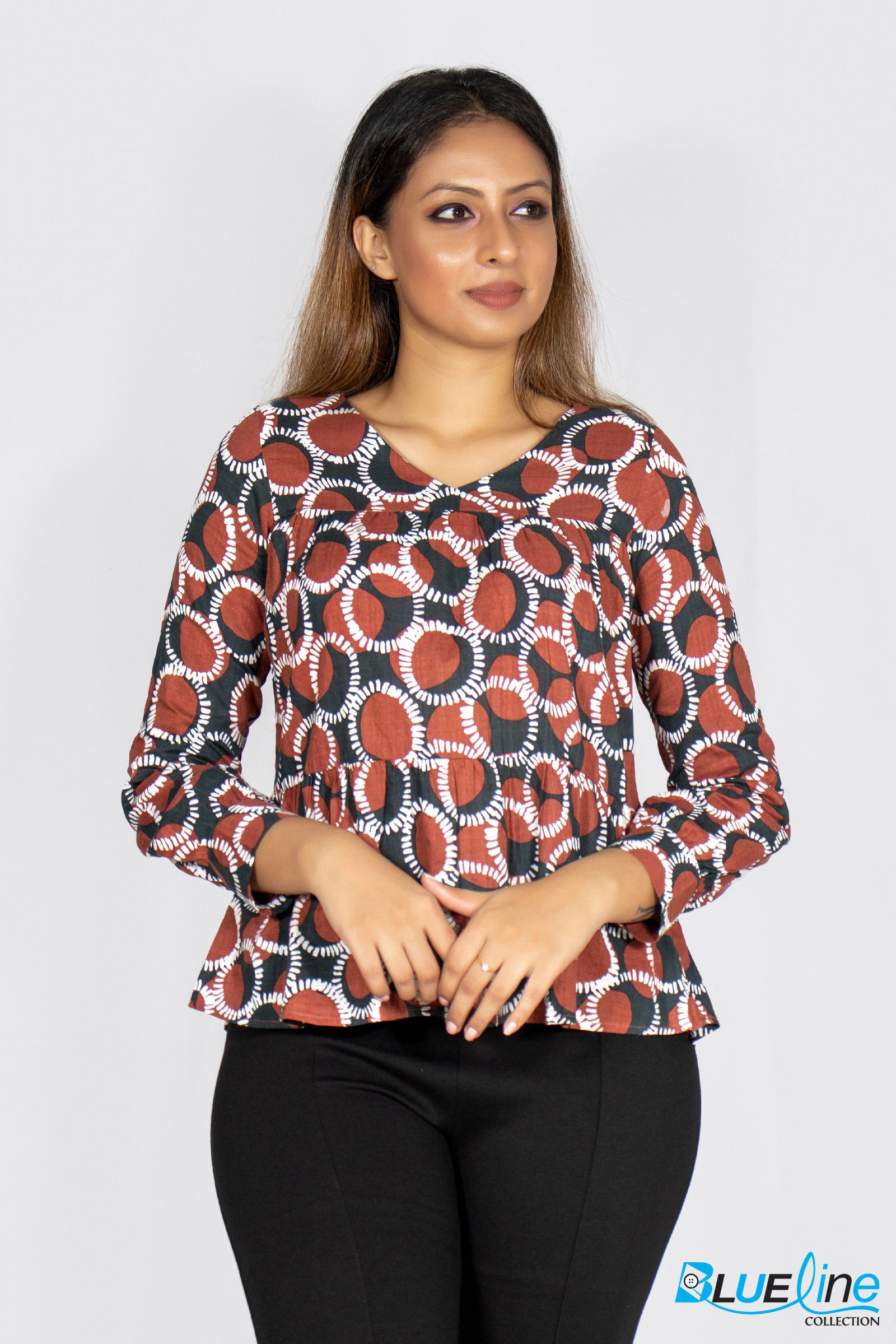 LONG SLEEVE FLARED TOP | Blue Line Collection