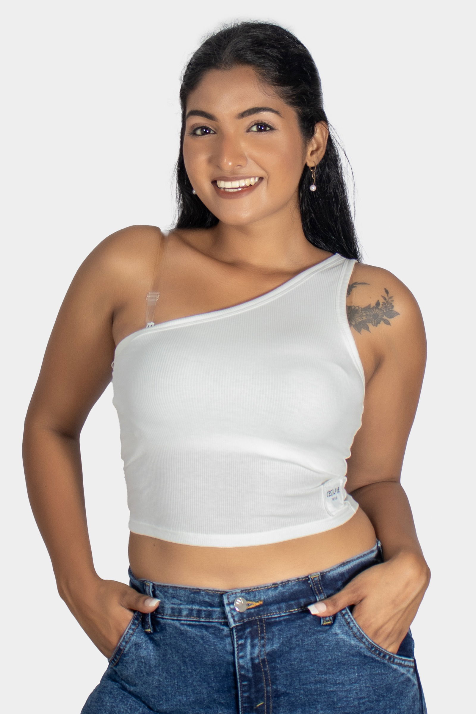 ONE SHOULDER CROP TOP | Blue Line Collection