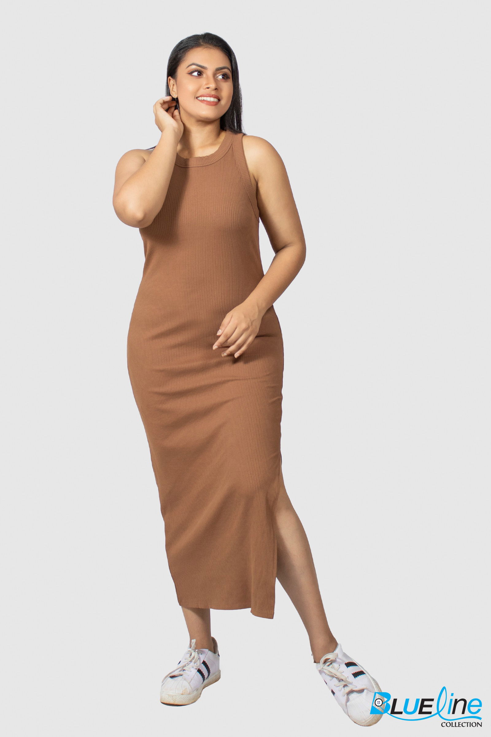 RIBBED MIDI DRESS | Blue Line Collection