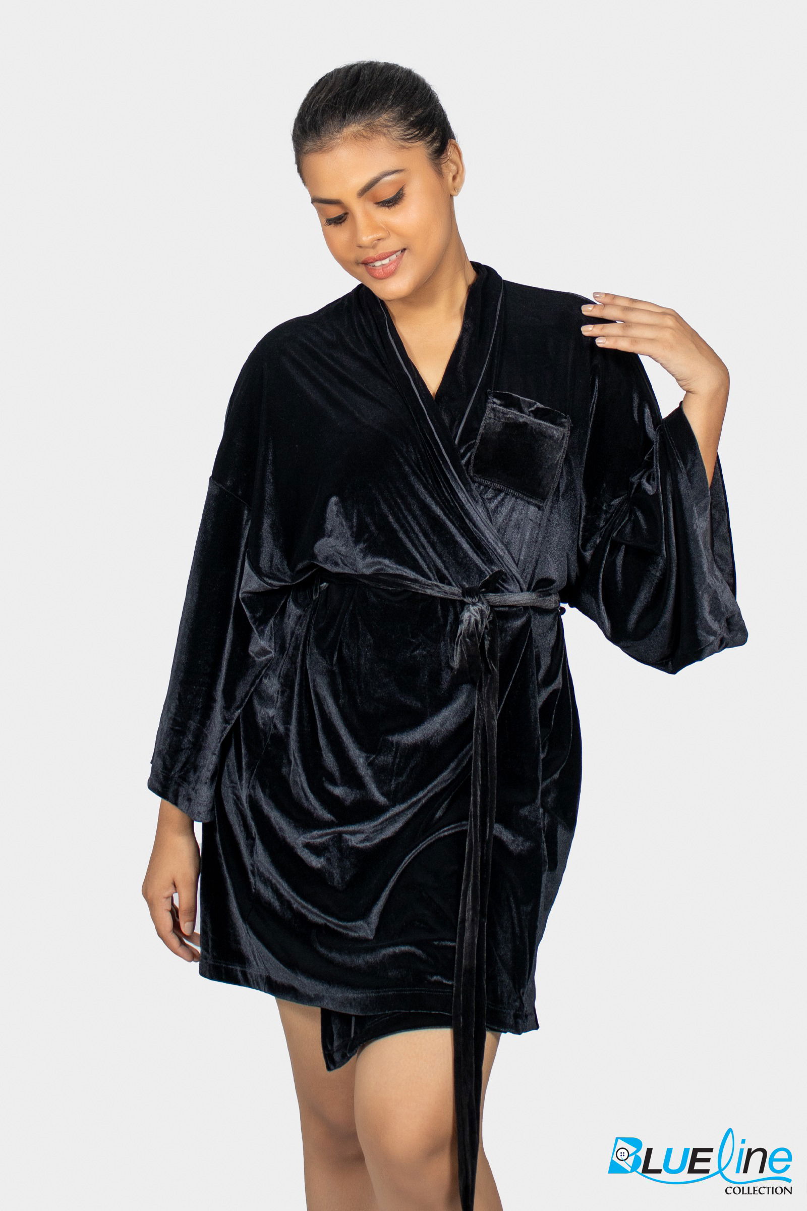 SHORT COZY ROBE | Blue Line Collection