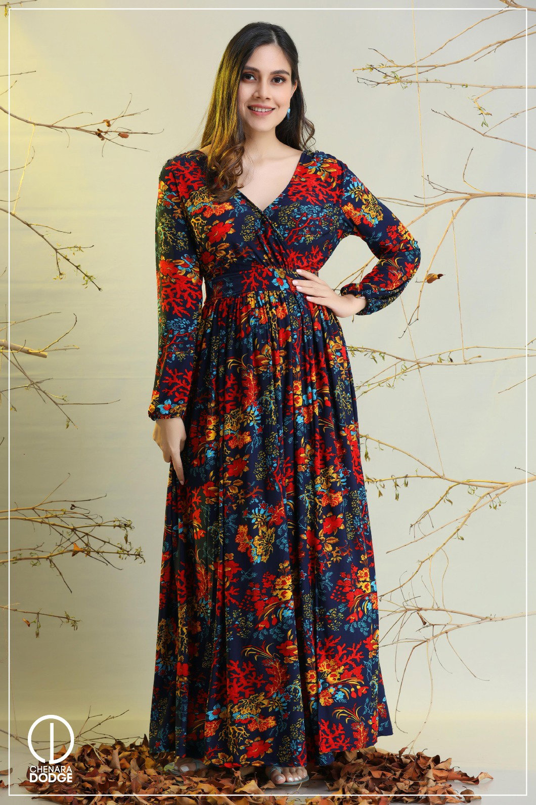 CHLOE CROSS-OVER MAXI DRESS-UK8