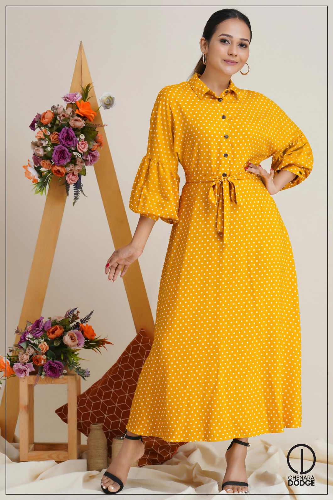 EMILY POLKA-DOT MAXI DRESS-UK8