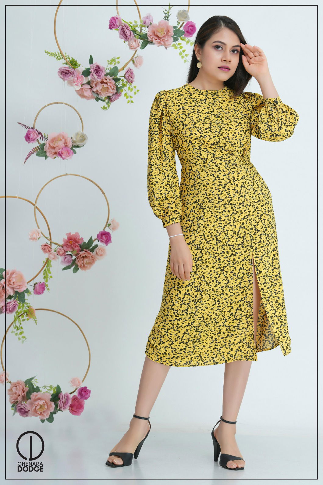 IRIS SIDE SLIT MIDI DRESS-UK8