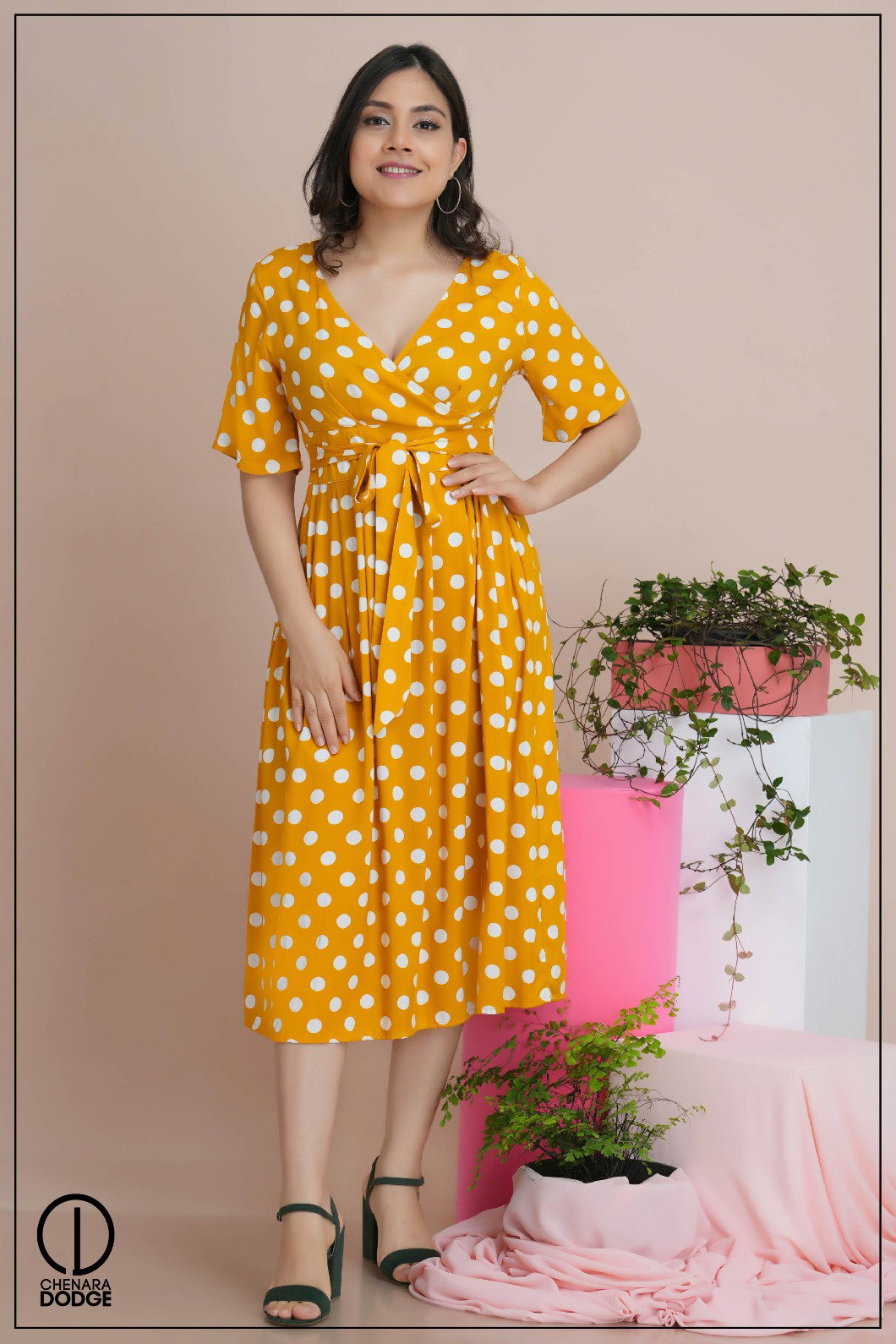TAALIA CROSS-OVER MIDI DRESS-UK8