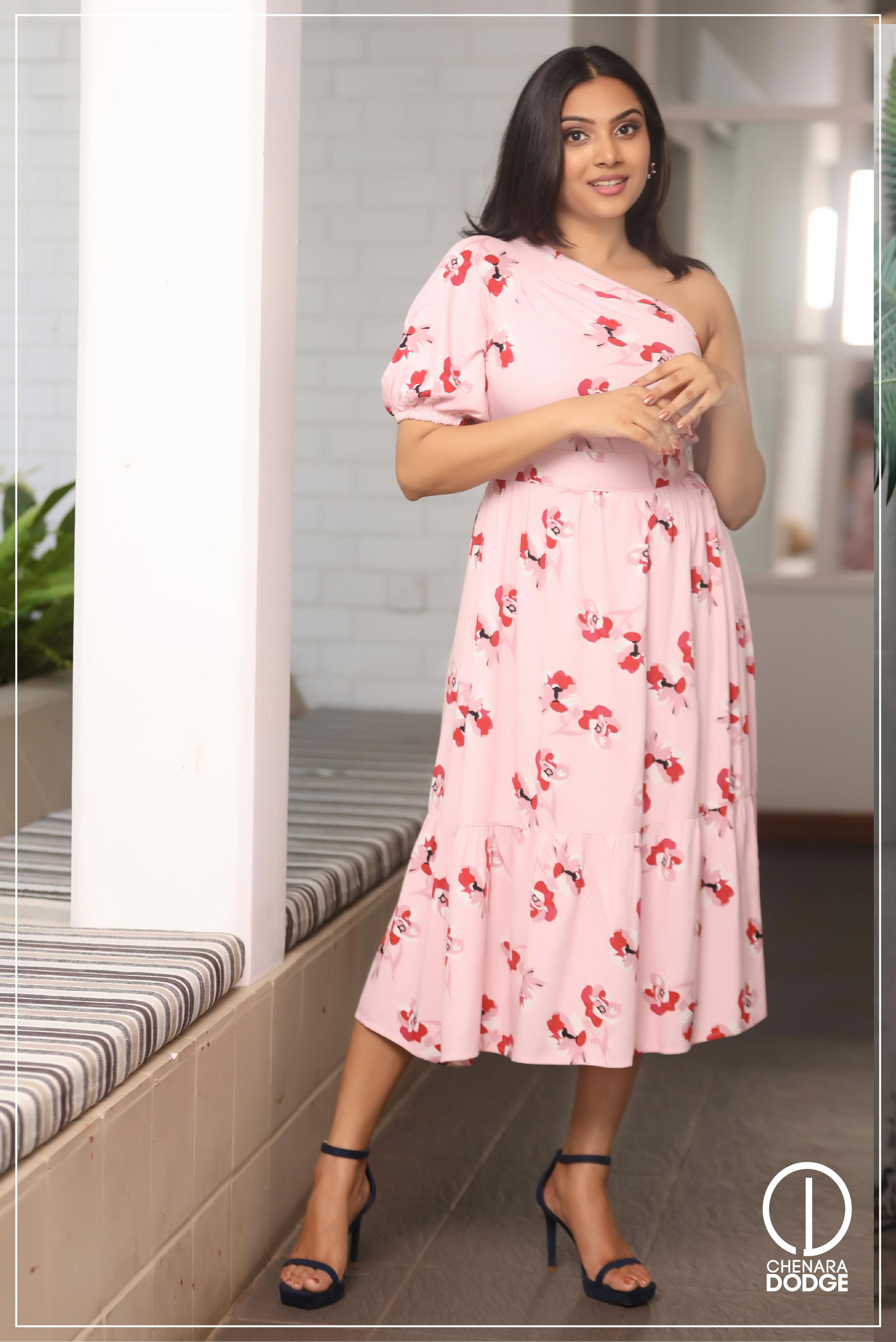 BRENDA ONE-SHOULDER MIDI DRESS