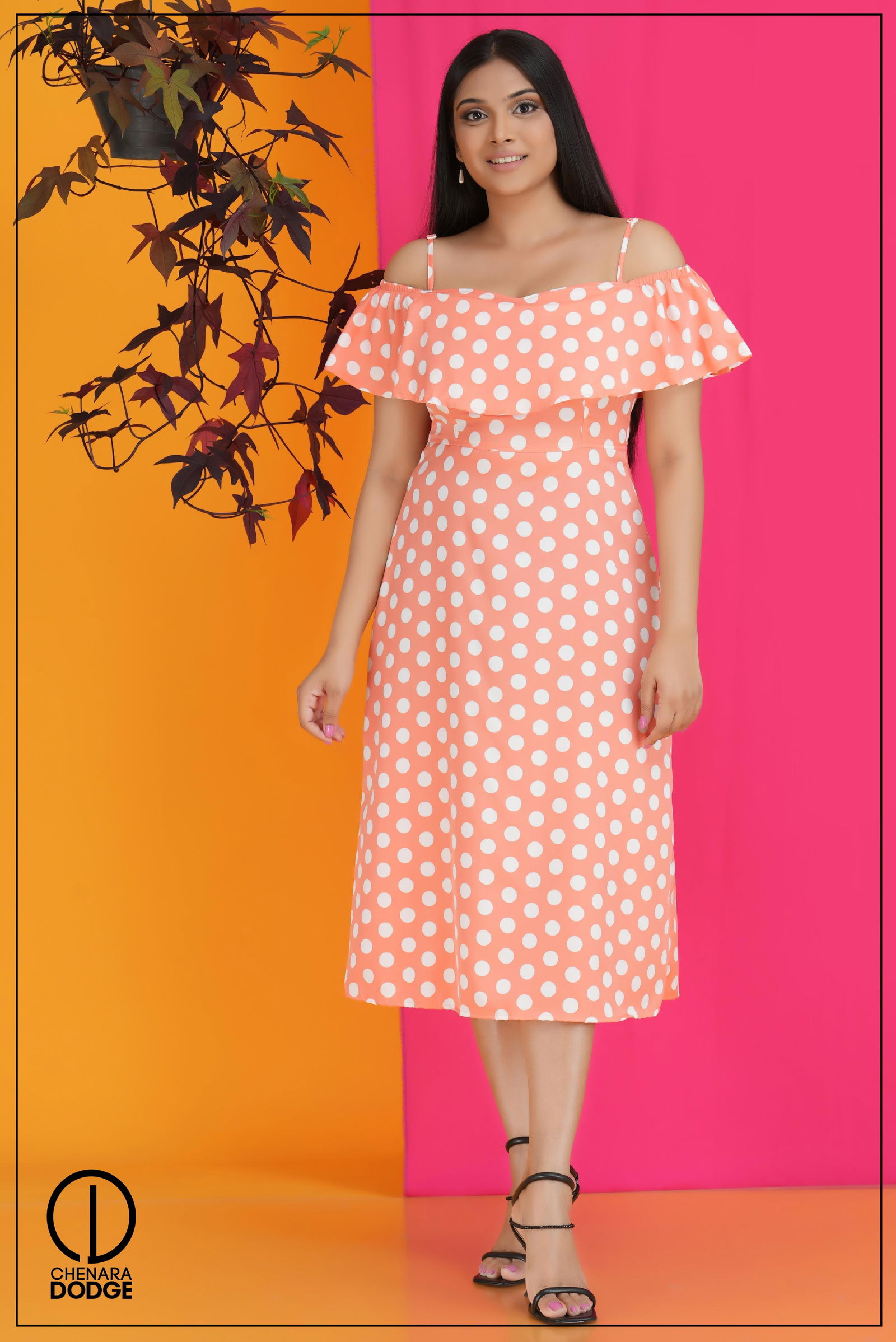 CAROL POLKA-DOT MIDI DRESS