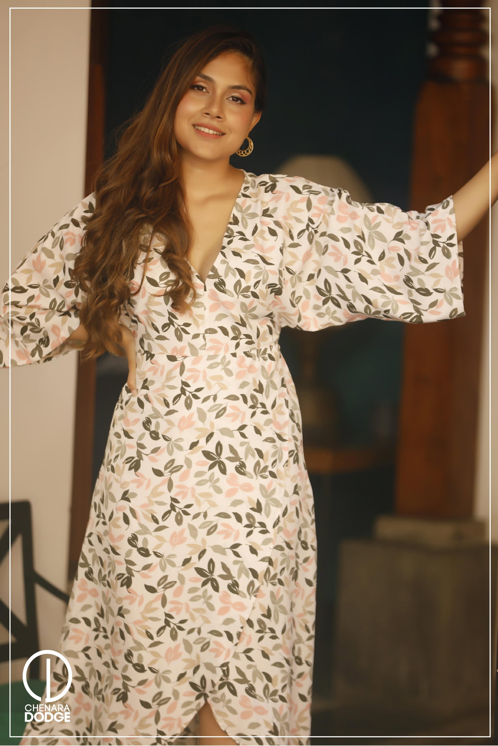 CORA V NECK MIDI DRESS