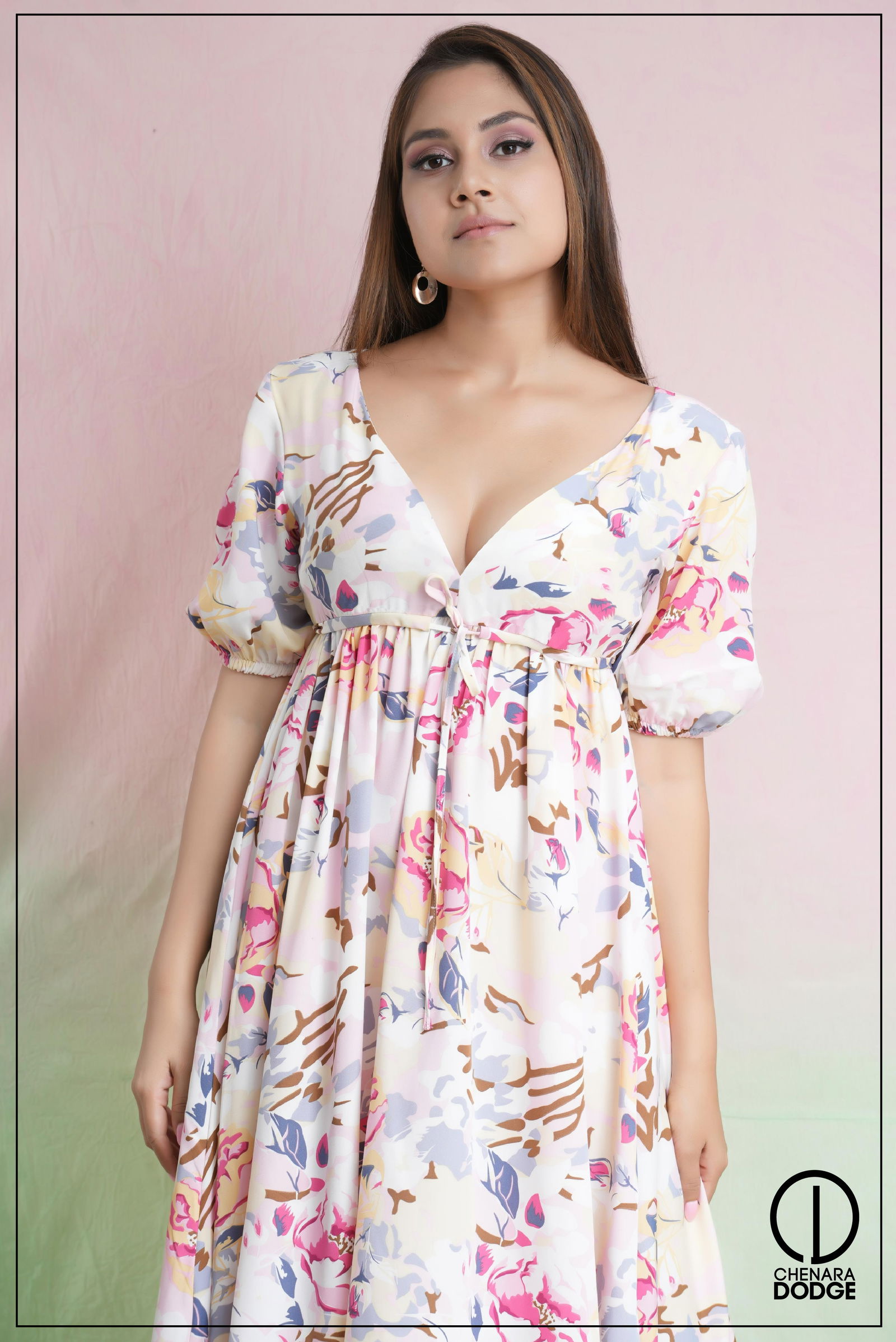 CORA V NECK MIDI DRESS