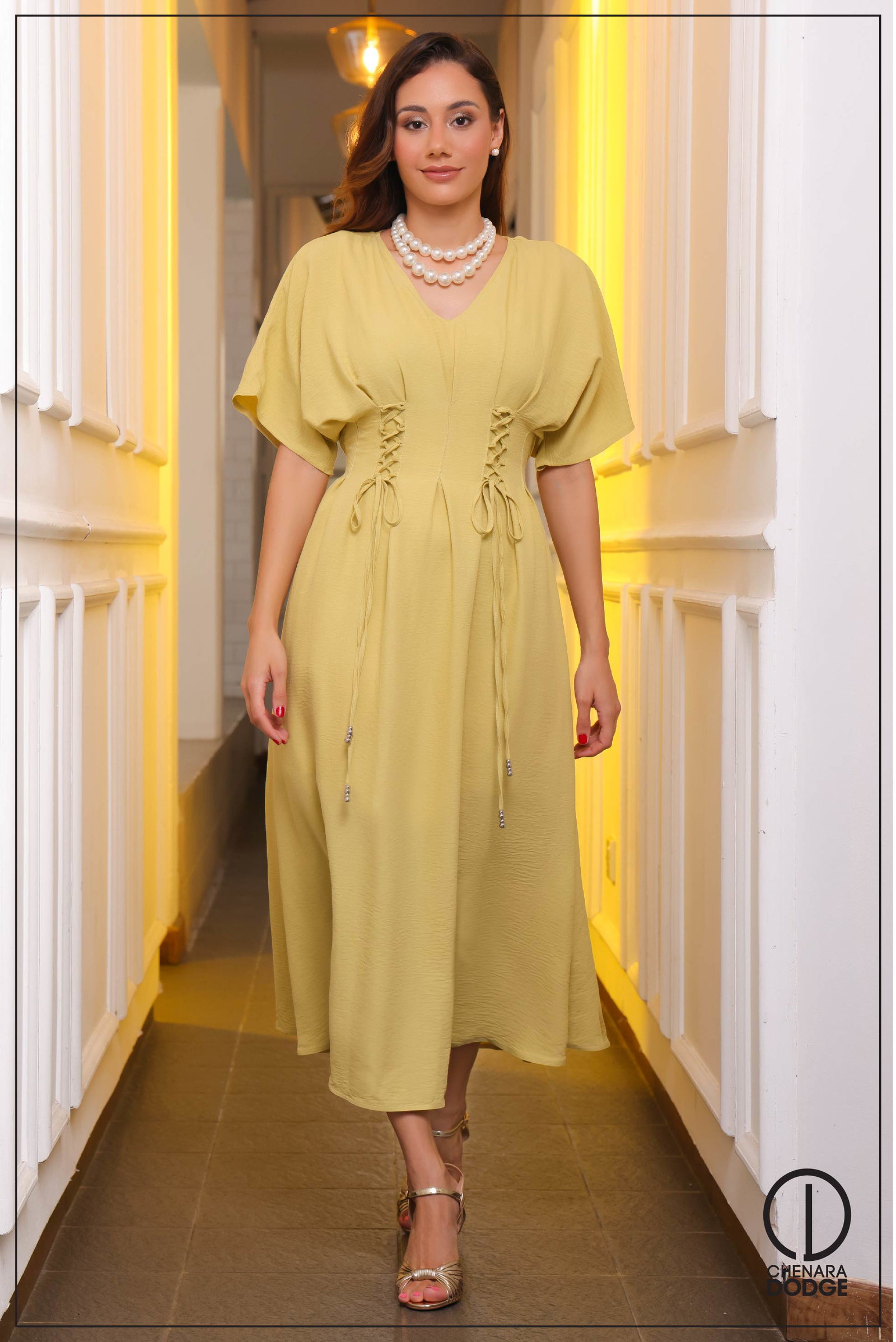 JADE PINTUCK MIDI DRESS