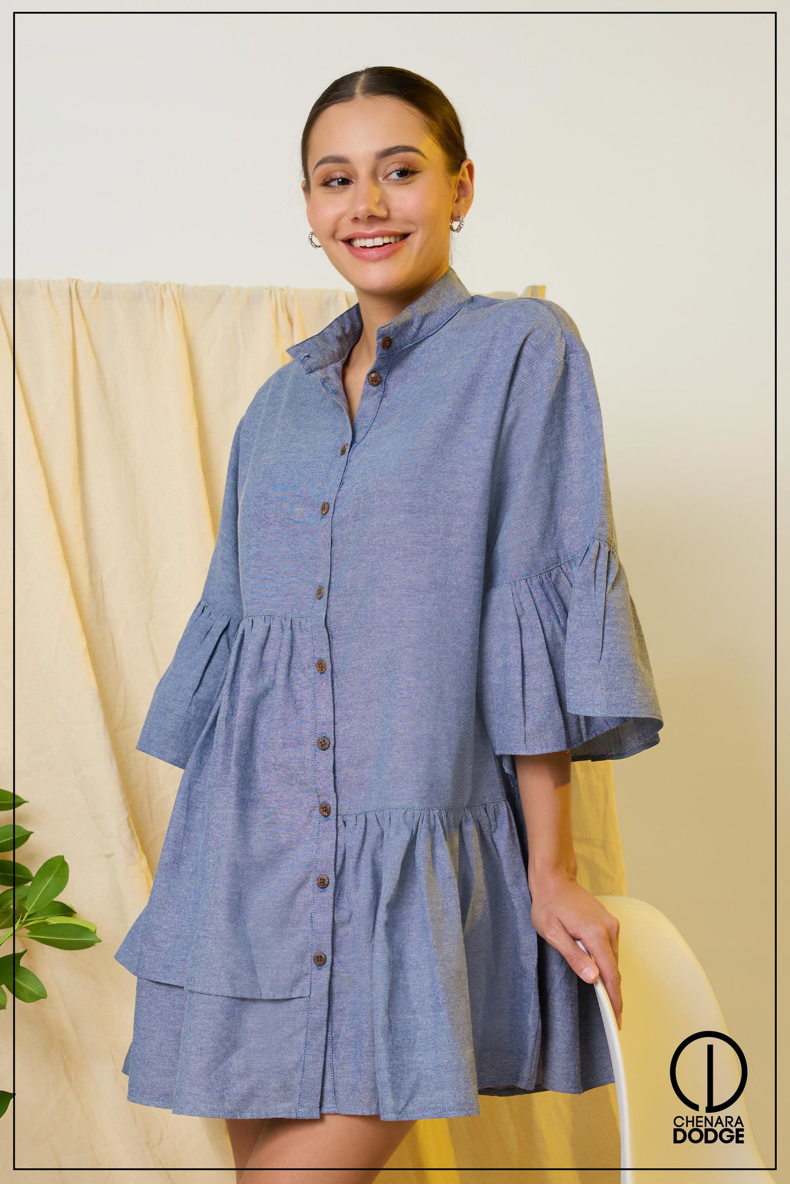KATIE NOTCHED COLLAR MINI DRESS