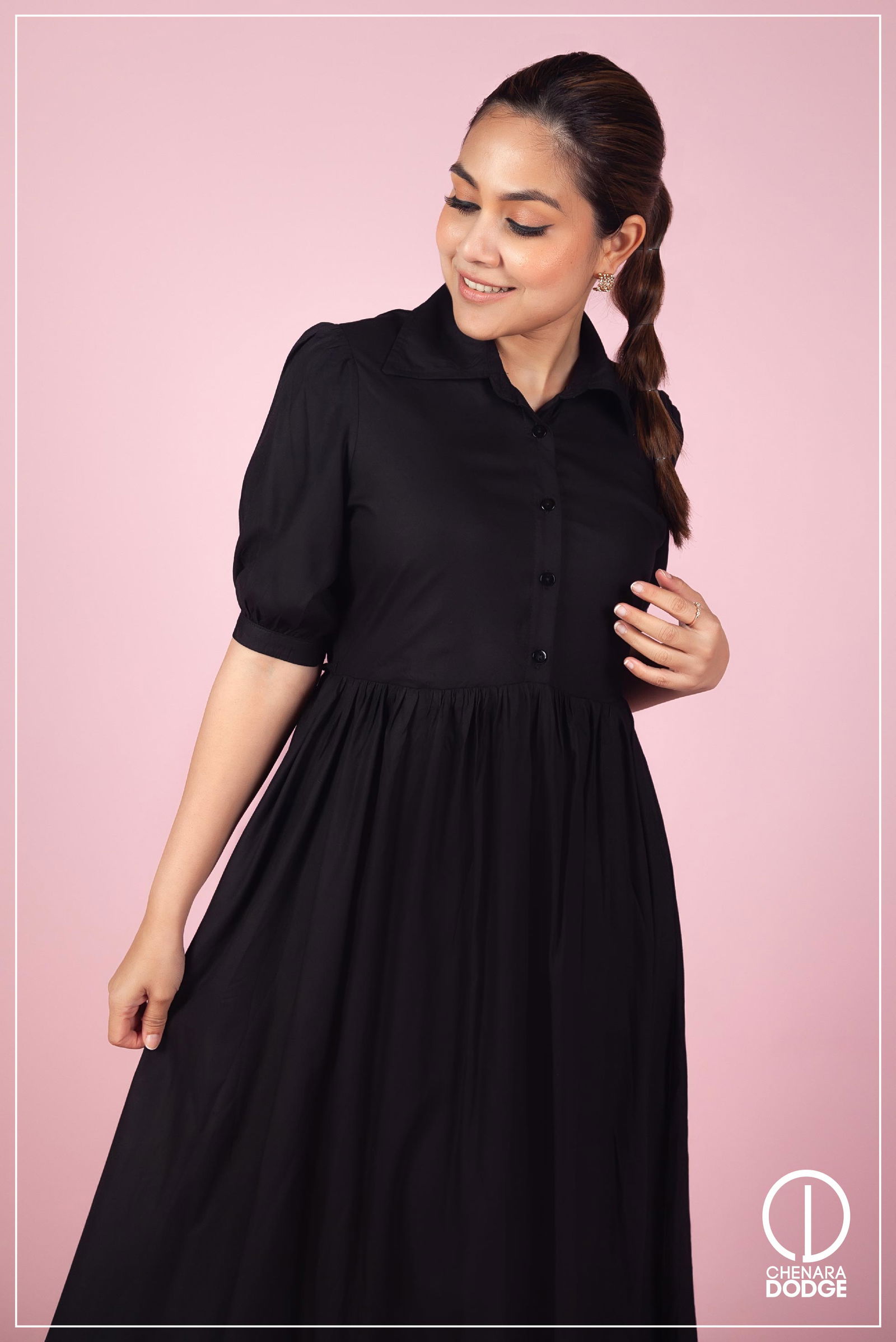 LARA SHIRT COLLAR MIDI DRESS