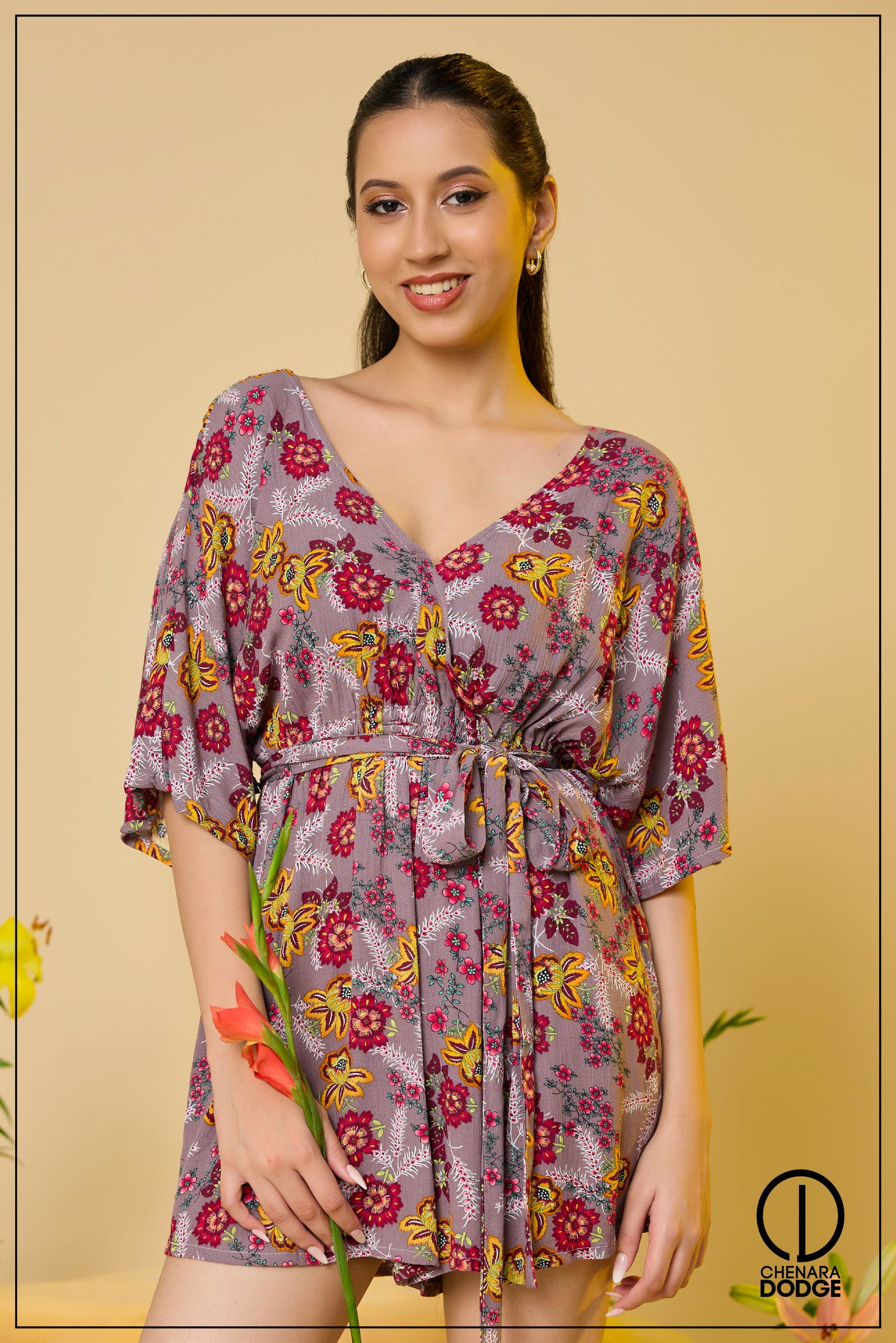 LEILA CROSS OVER FRONT TIE UP ROMPER