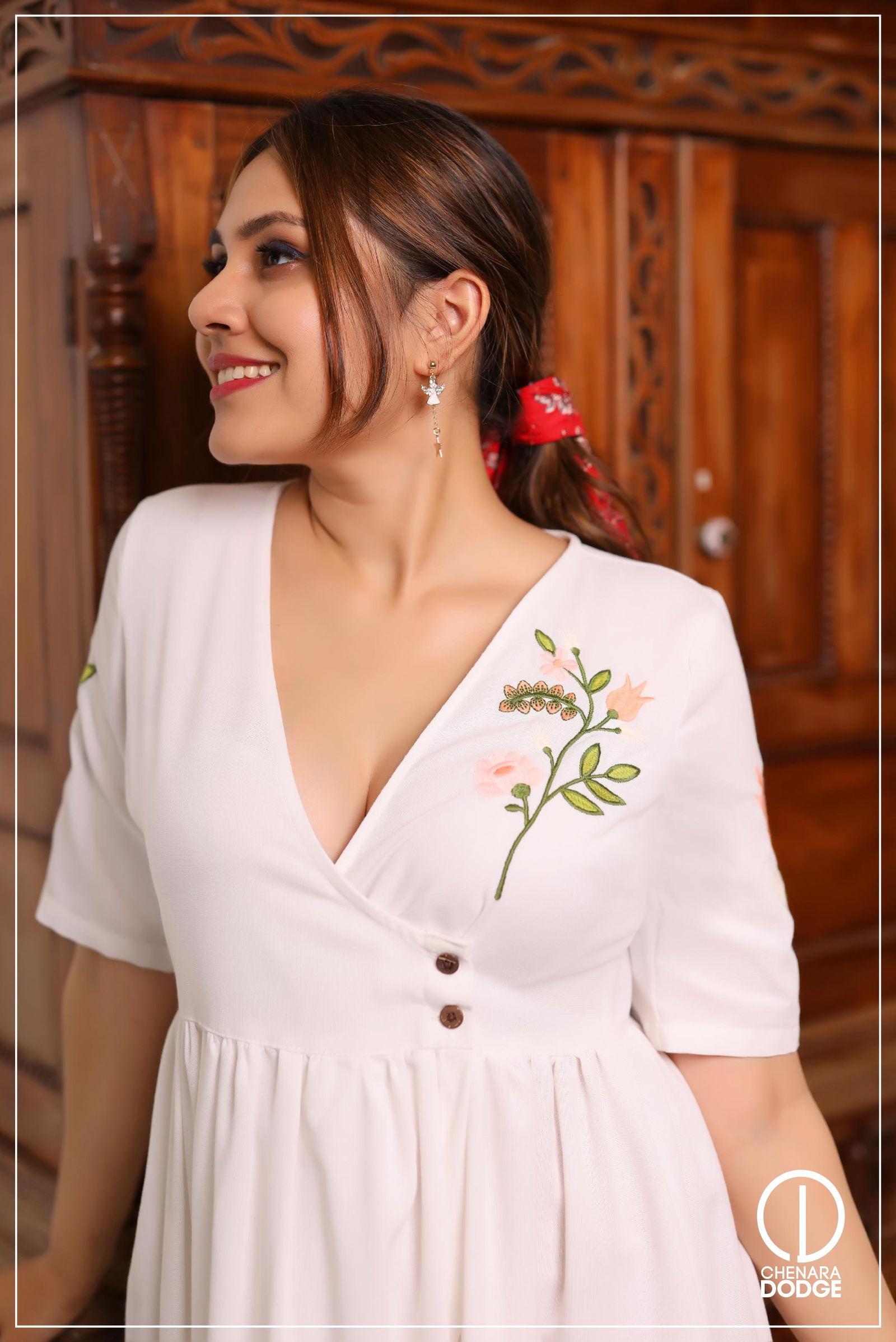 LIYA EMBROIDERED MIDI DRESS