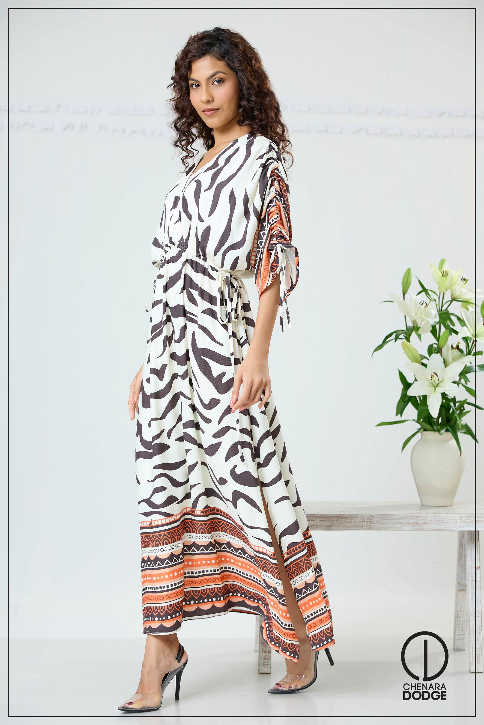 LYRA RUCHED SLEEVE MAXI DRESS