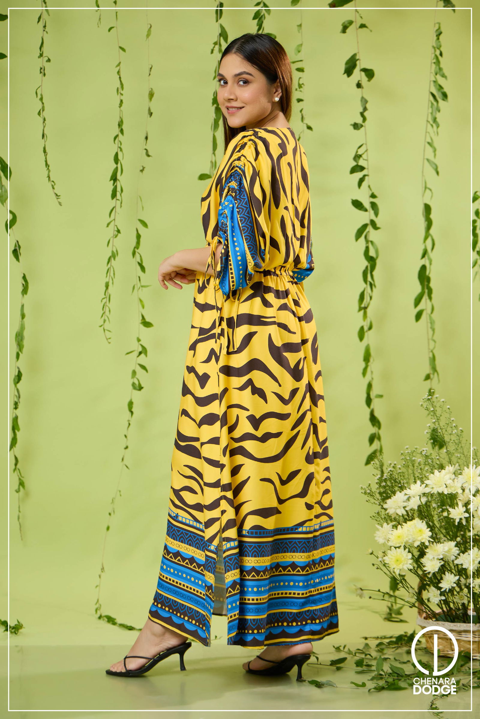 LYRA RUCHED SLEEVE MAXI DRESS