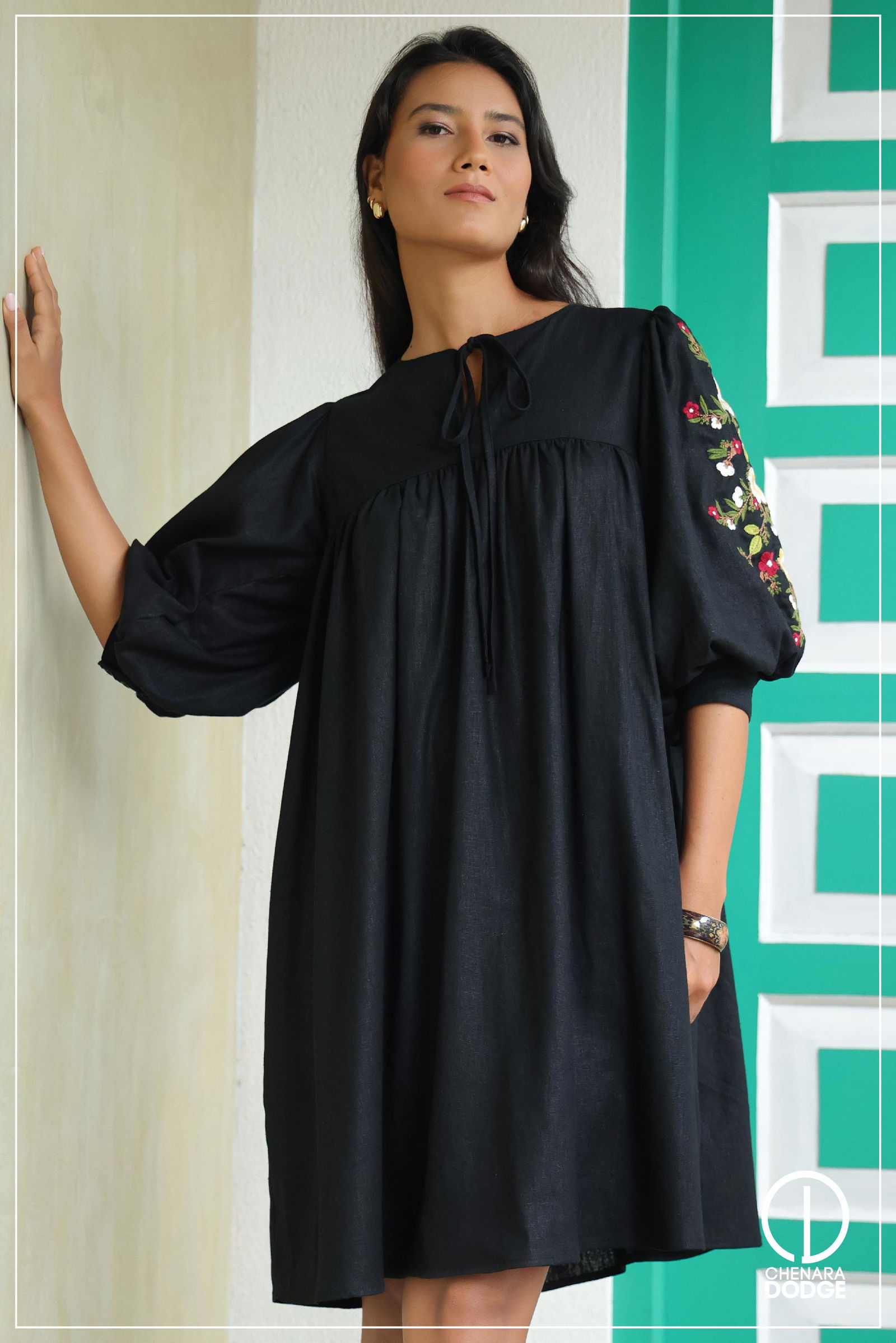 RAYA EMBROIDERED MINI DRESS