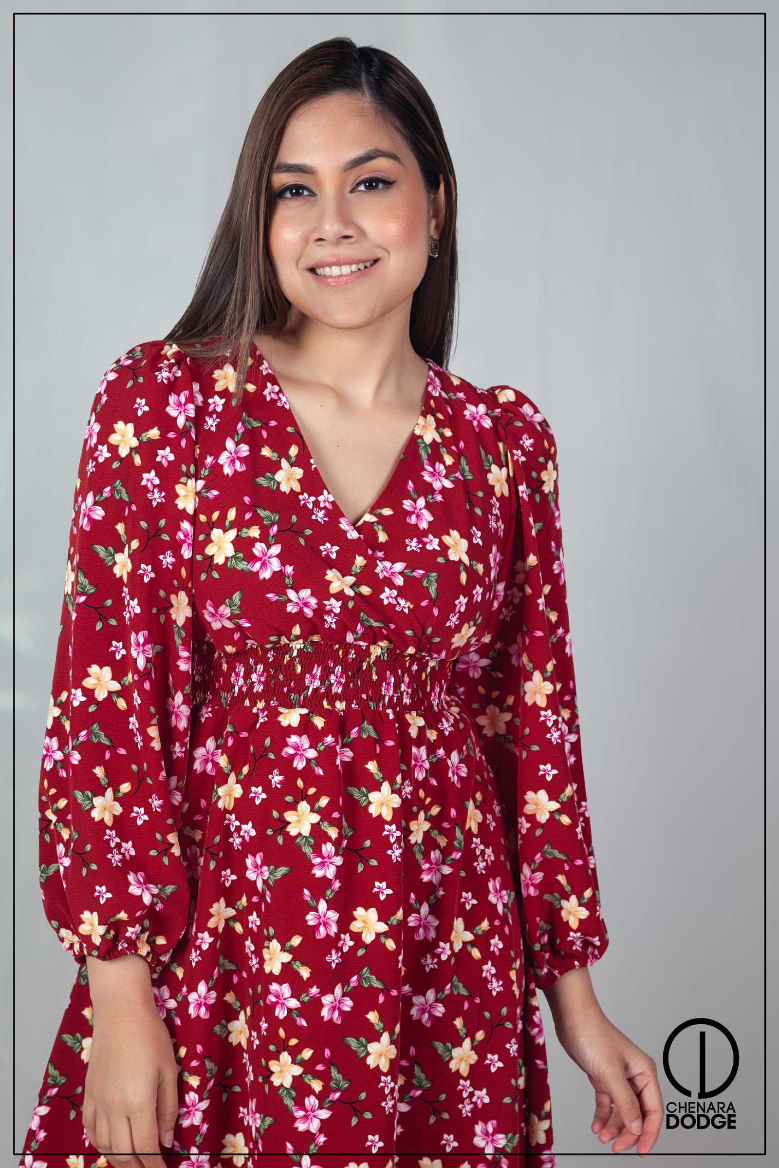 RAYA WAIST SMOCKED MIDI DRESS