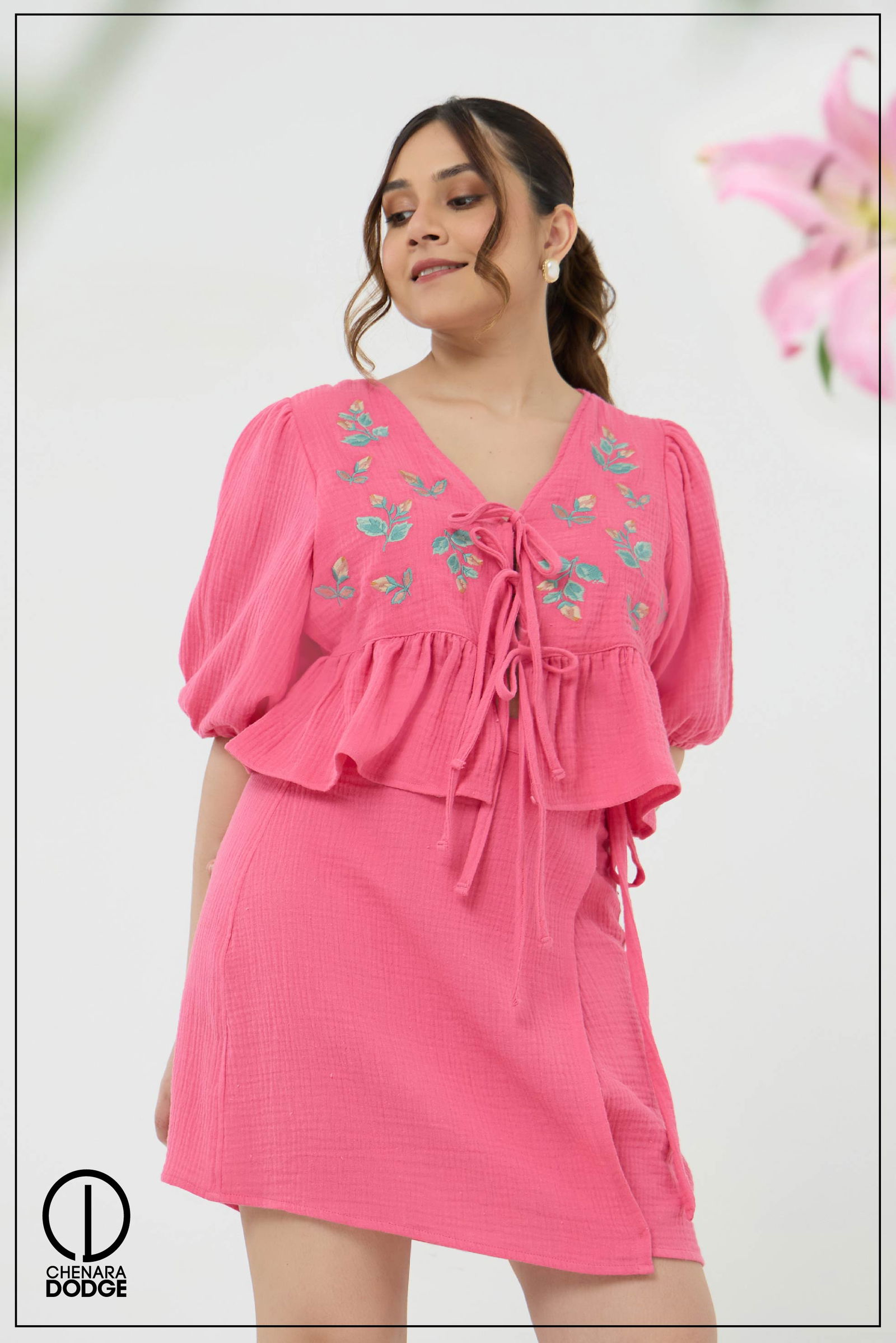 SOPHIA EMB FRONT TIE-UP TOP