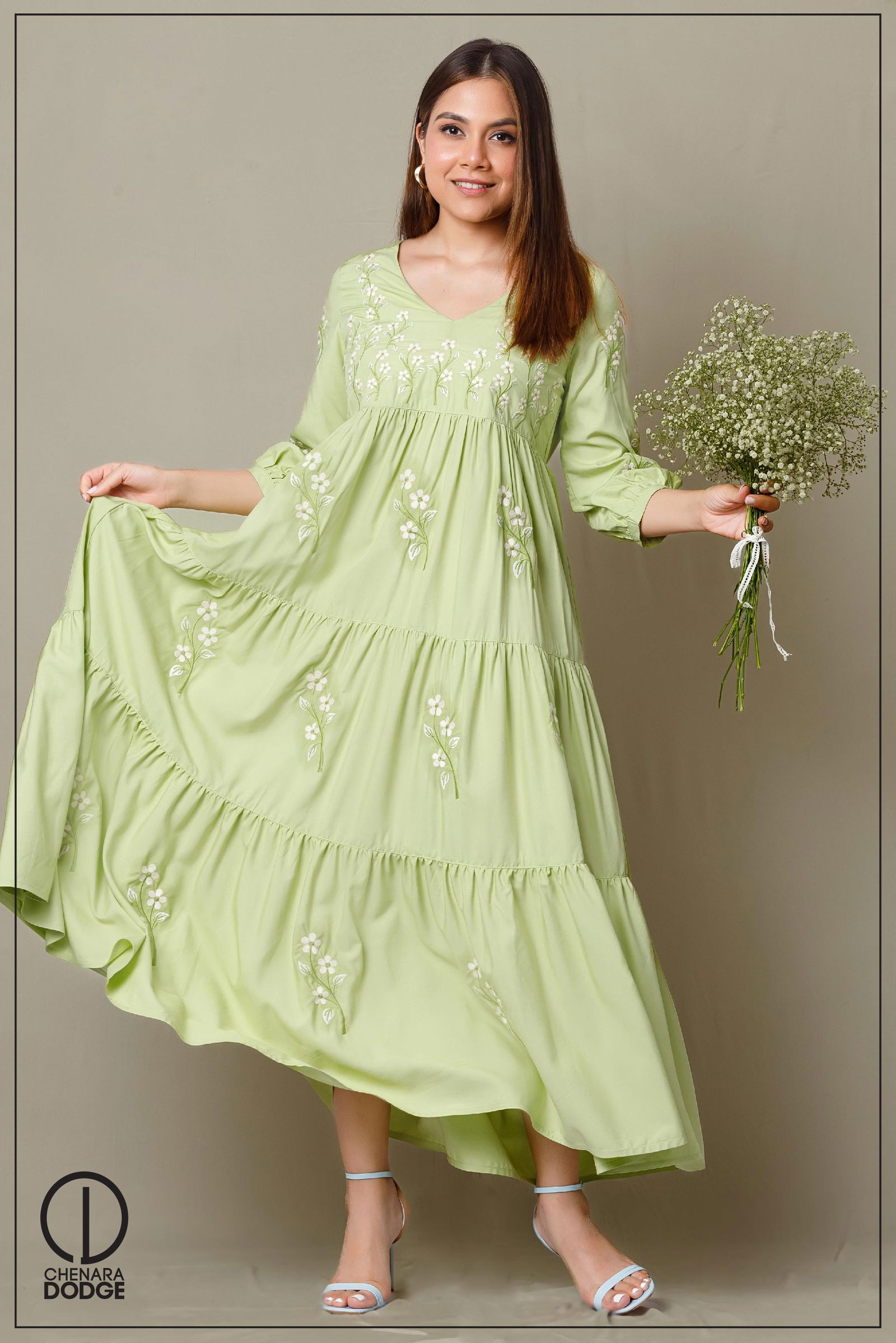 TASHI EMBROIDERED MAXI DRESS