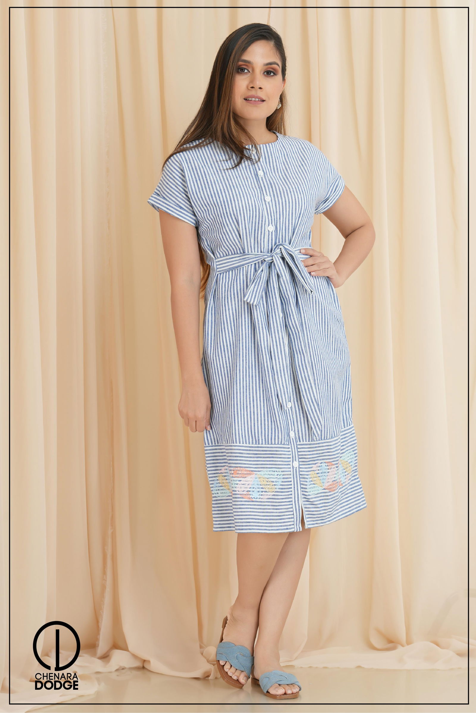 TASHYA EMBROIDERED MIDI DRESS