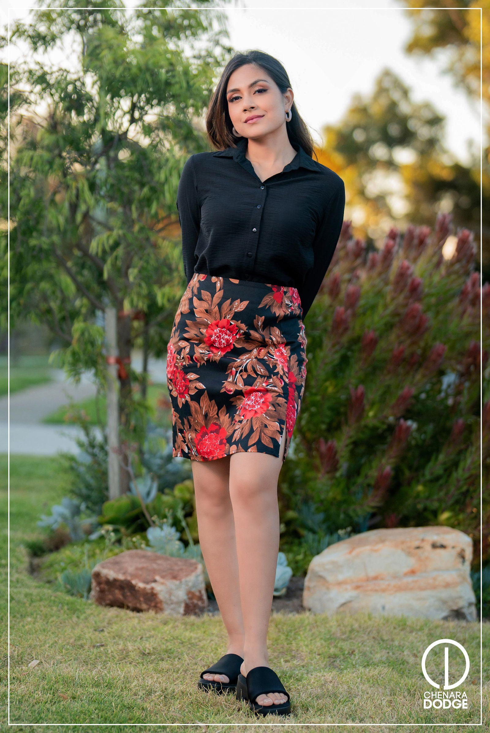 TASHYA PRINTED SLIT SKIRT