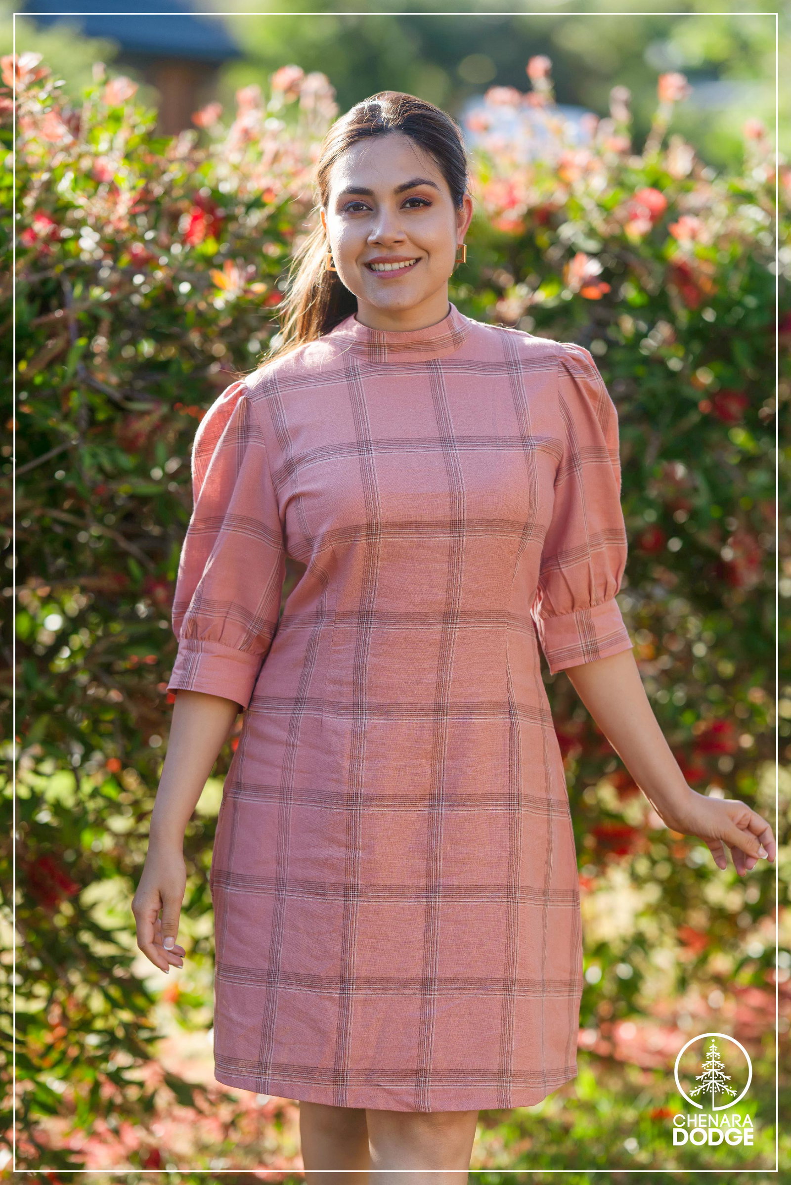 TESSA CHECK PRINT MINI DRESS