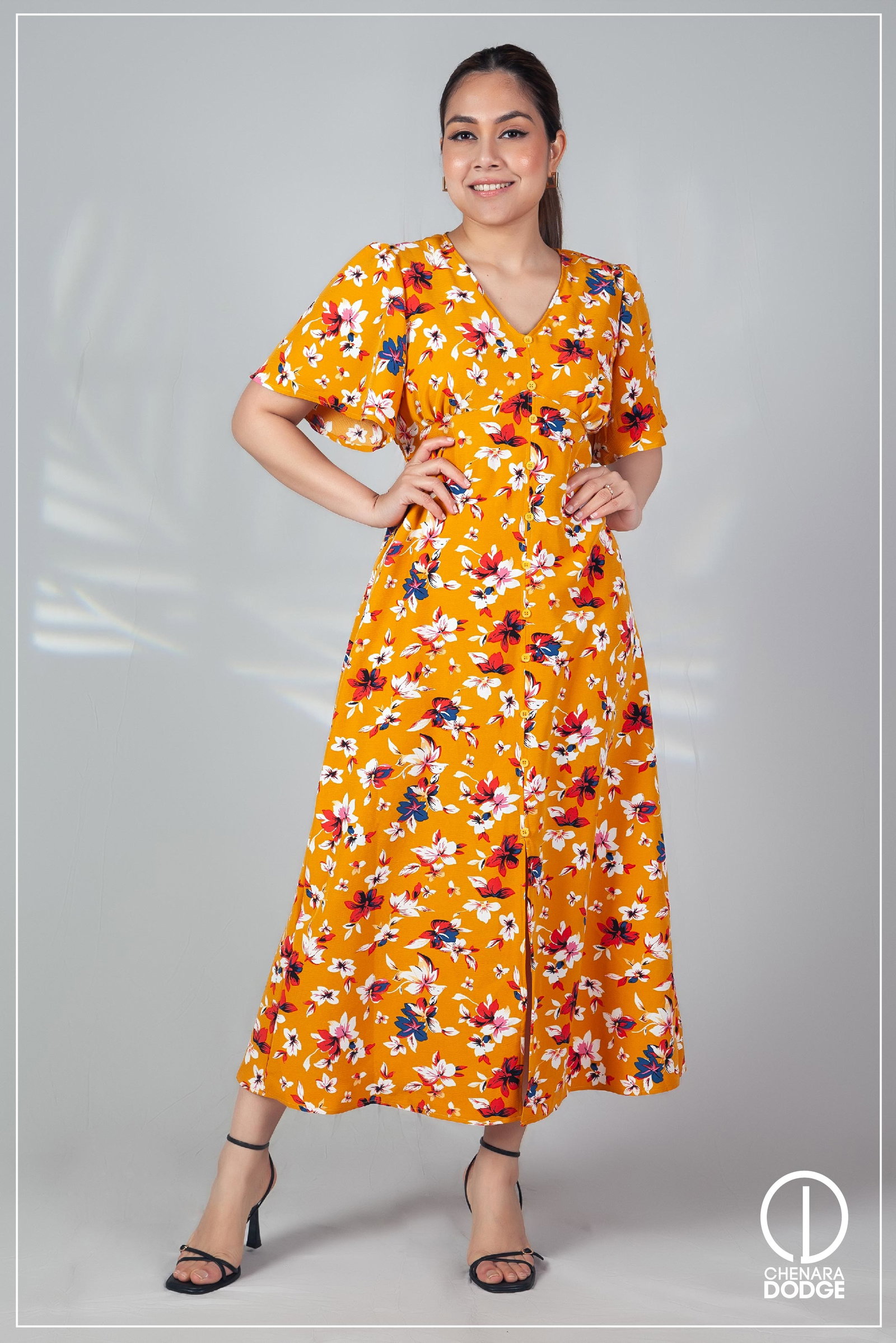 TILLY FRONT SLIT OPEN MIDI DRESS