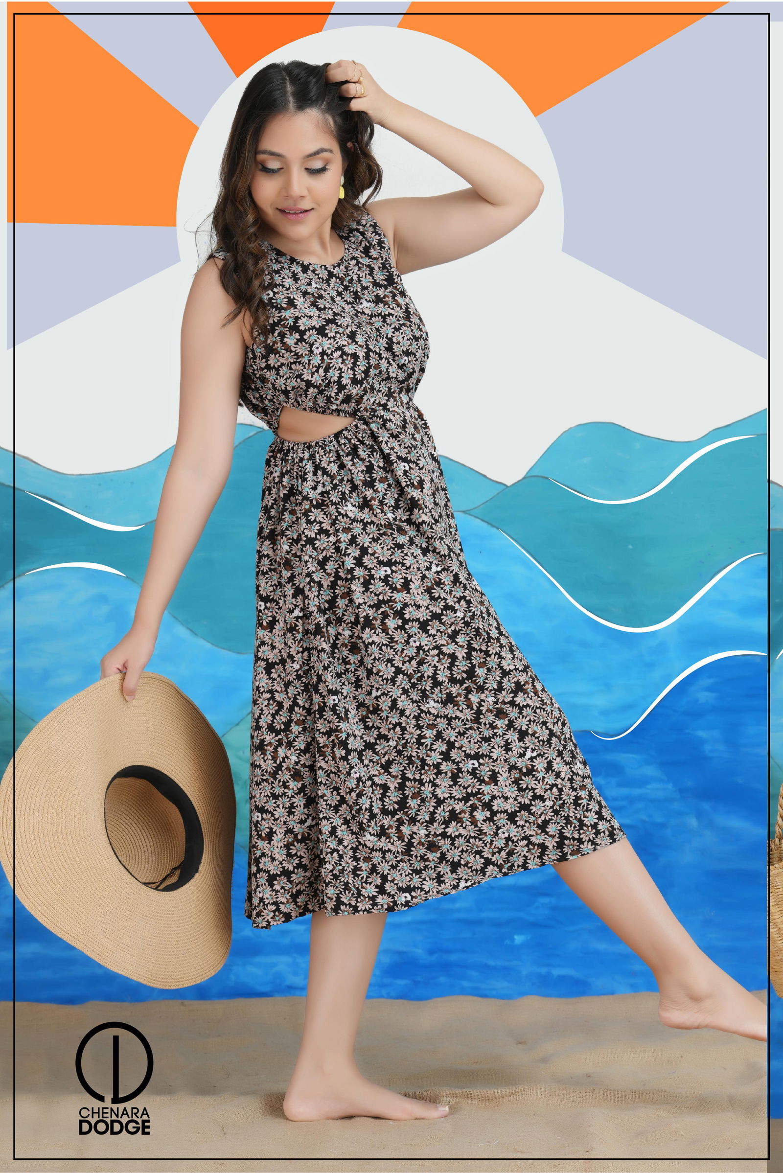 ZARA SIDE WAIST OPEN MIDI DRESS