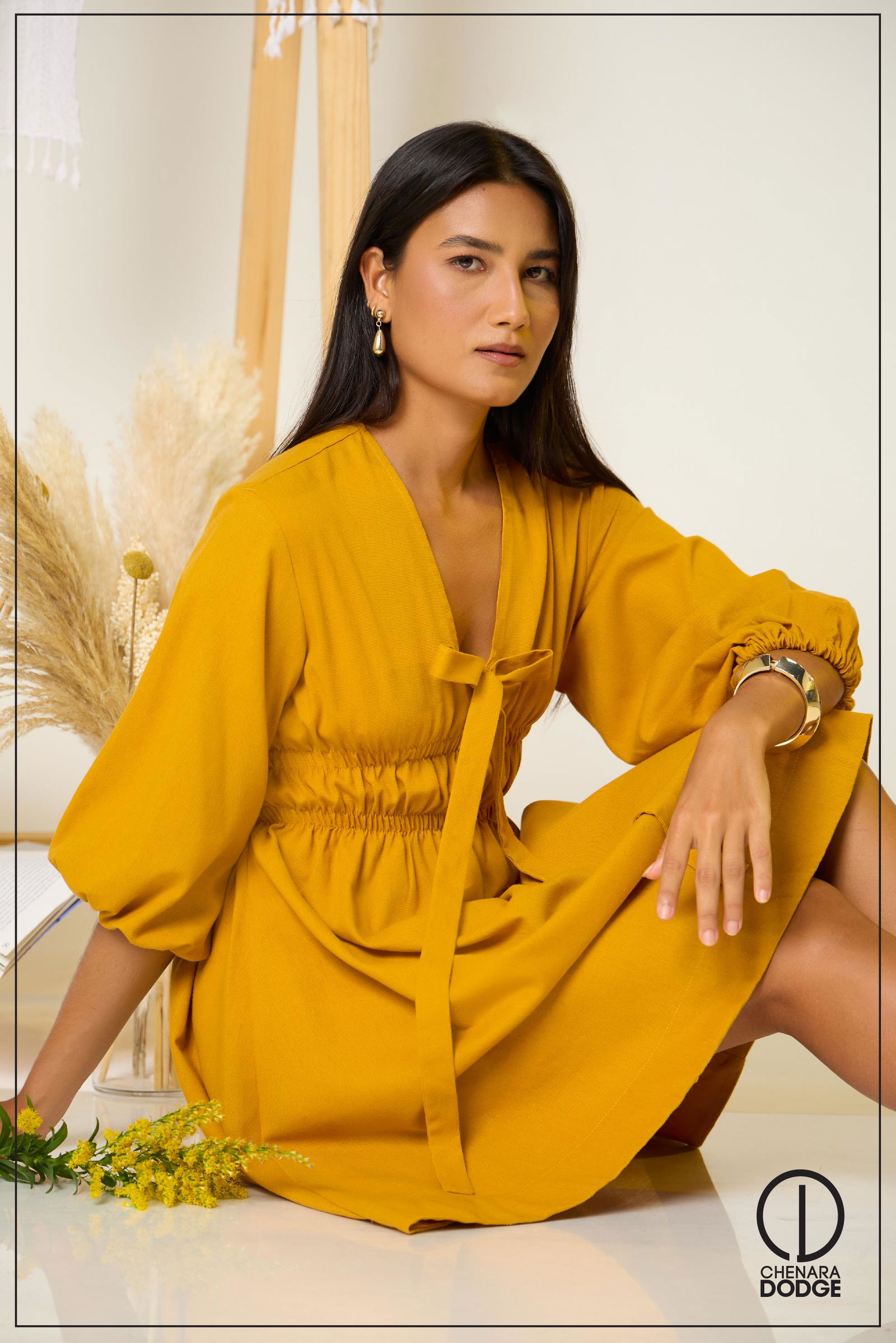 ZOE BOW TIEUP MINI DRESS