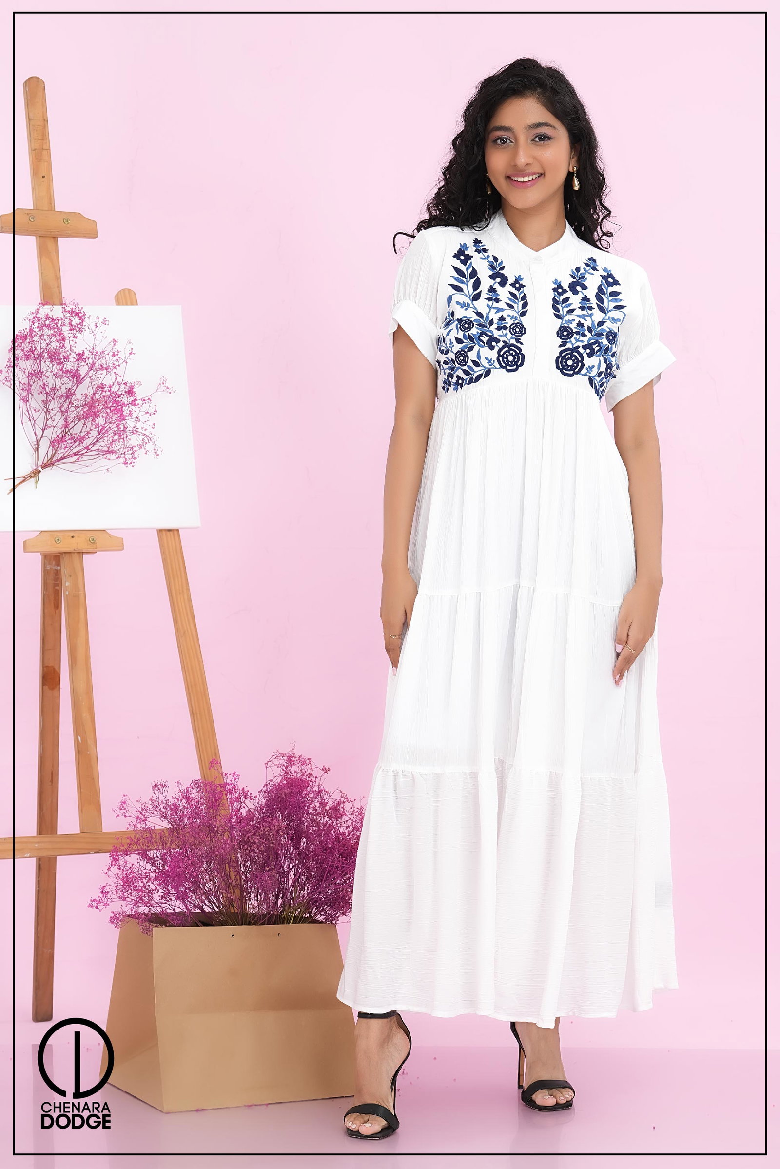 LONALI EMBROIDERED MAXI DRESS