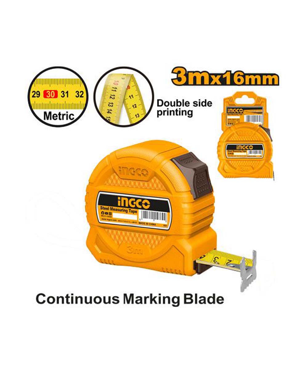 INGCO STEEL MEASURING TAPE 3M 16MM