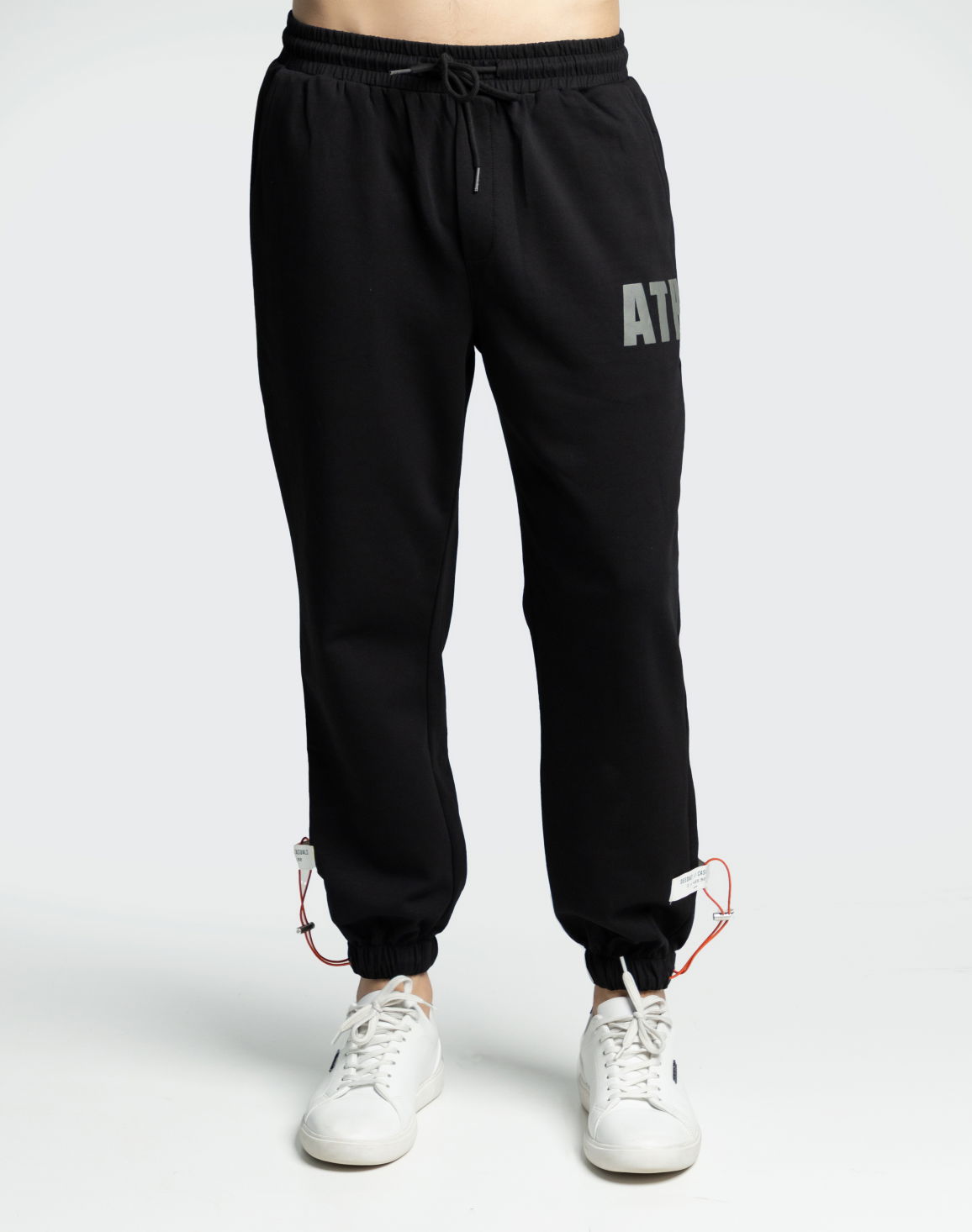 DEEDAT Men's Adjustable Hem Loose Fit Oversize Pant Black