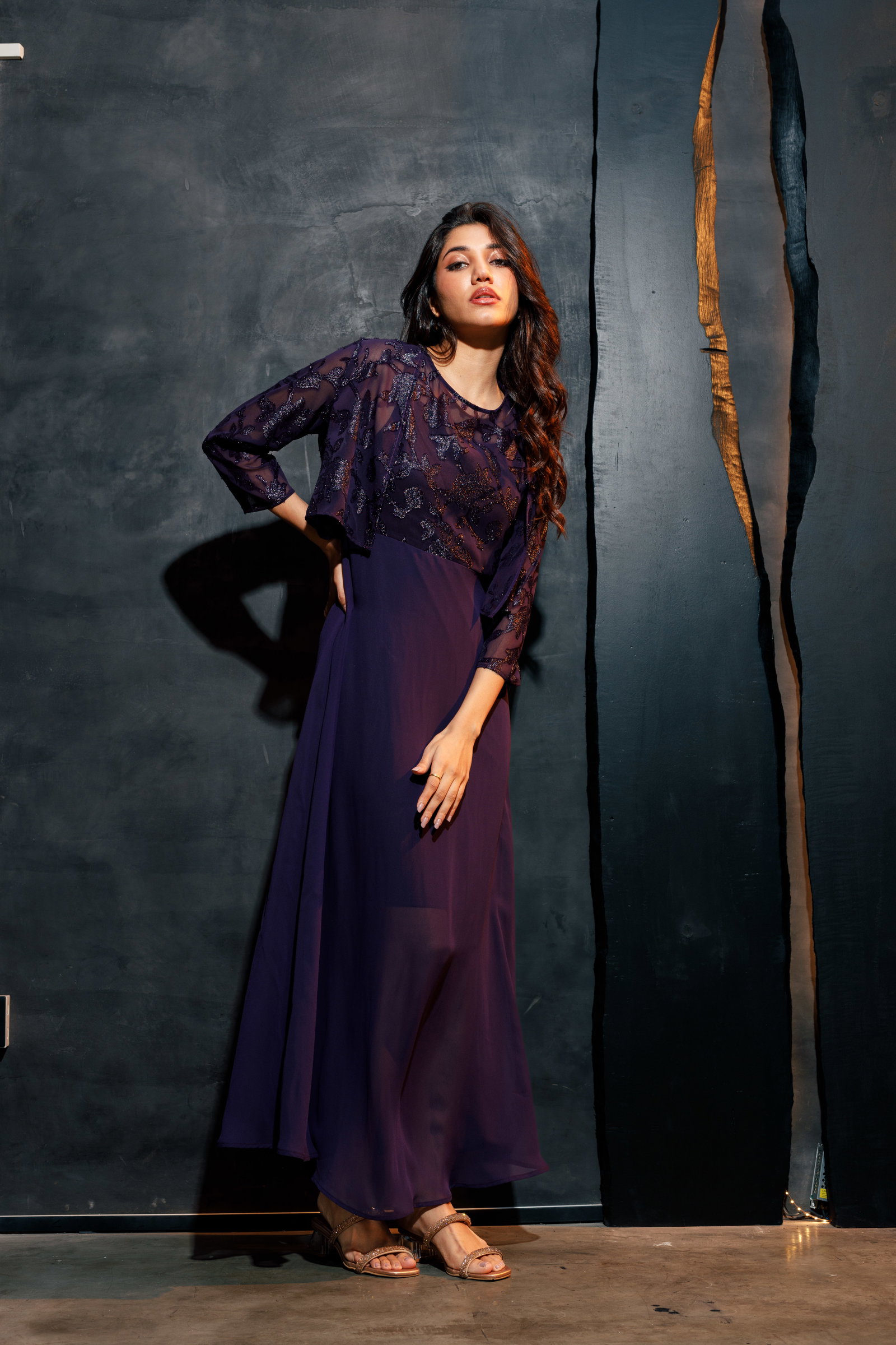 Maxi Chiffon Grace with Burnout Jacket | wybe.lk